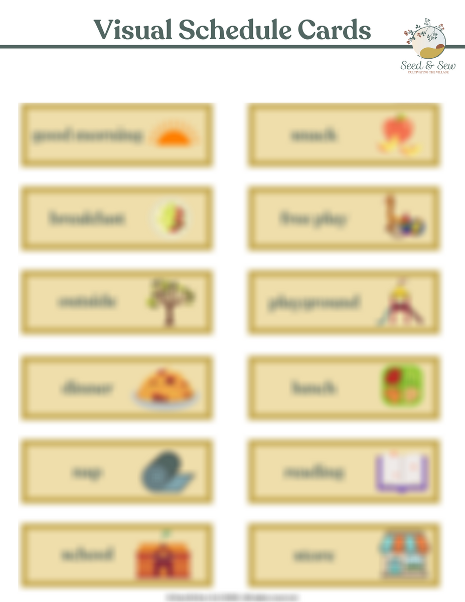 Visual Schedule Digital Download – Seed & Sew